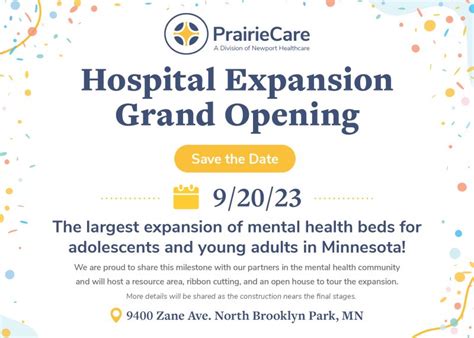 Save The Date The Grand Opening Of Prairiecares Inpatient Hospital Expansion Is Wednesday