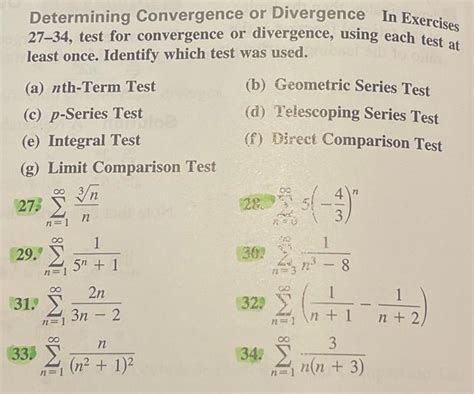 Solved Determining Convergence Or Divergence In Exercises Chegg Com