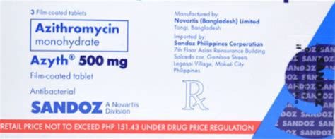 Azyth Azithromycin Monohydrate 500mg Film Coated Tablet 30s Price In The Philippines Medsgo