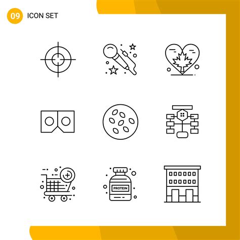 9 Icon Set Line Style Icon Pack Outline Symbols Isolated On White Backgound For Responsive