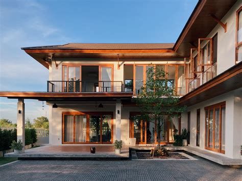 บ้านโมเดิร์นไทยร่วมสมัยทรงตัว L Ove โอบล้อมความอบอุ่นของครอบครัว สถาปัตยกรรมบ้าน รูปแบบบ้าน