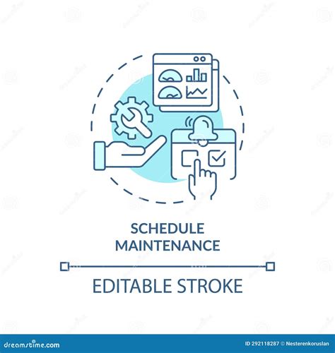 2d Blue Thin Linear Icon Schedule Maintenance Concept Stock Illustration Illustration Of