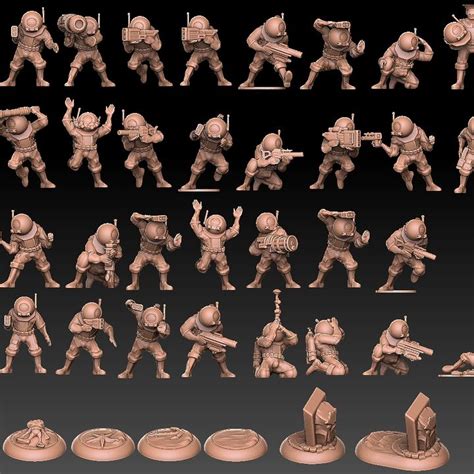 3d Printable Xcom Terror From The Deep Aquanauts By Sharedog Miniatures