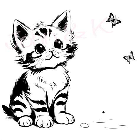 Cute Kitten Clipart Black And White At Paul Brower Blog