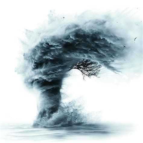 Typhoon Isolated On White Background Powerful Natural Phenomenon And Weather Event Premium Ai