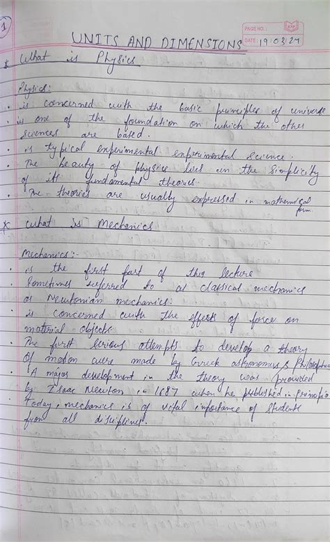 Units And Dimensions Class 11th Notes Shop Handwritten Notes Shn