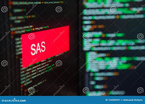 Programming Language Sas Inscription On The Background Of Computer