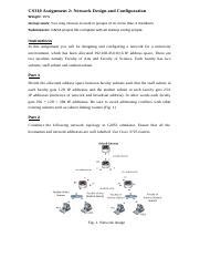 CS Assignment V Docx CS Assignment Network Design And Configuration Weight