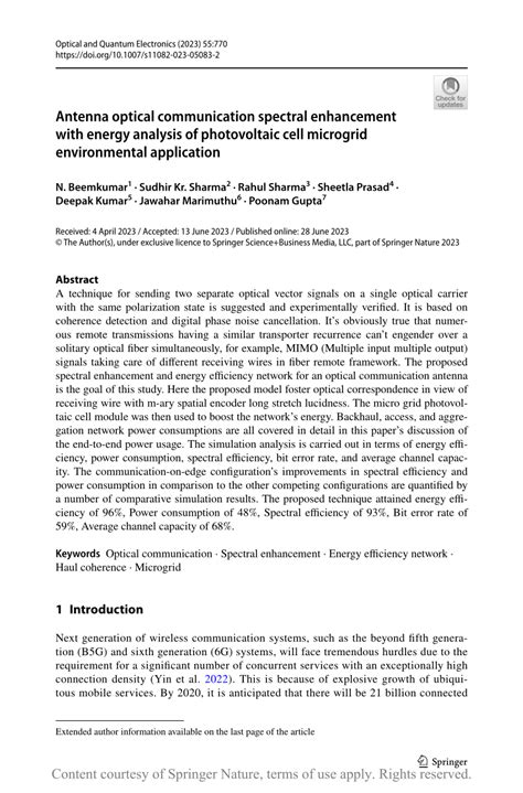 Antenna Optical Communication Spectral Enhancement With Energy Analysis