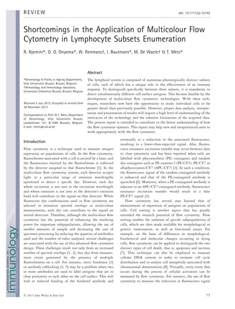 Pdf Shortcomings In The Application Of Multicolour Flow Cytometry In