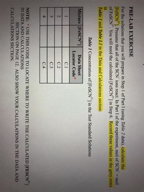 Solved Pre Lab Exercise For The Solutions That You Will