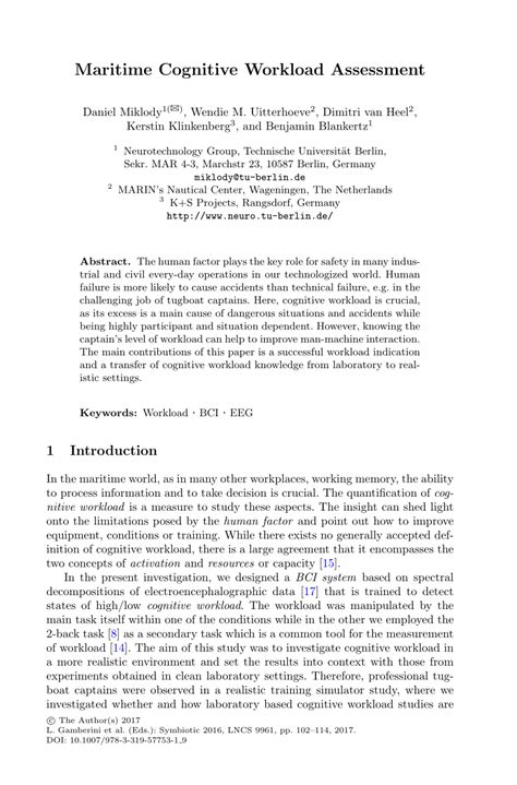 Pdf Maritime Cognitive Workload Assessment