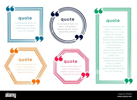 Five Line Style Quotation Boxes Template Design Stock Vector Image
