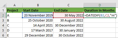 How To Calculate The Number Of Months Between Two Dates In Excel