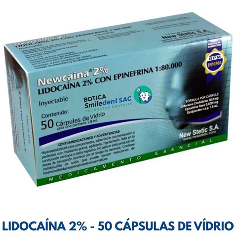 Lidocaína 2 50 Cápsulas De Vidrio Smiledent