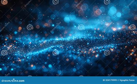 Abstract Background With Glowing Blue And Orange Bokeh Lights Digital Art Futuristic And