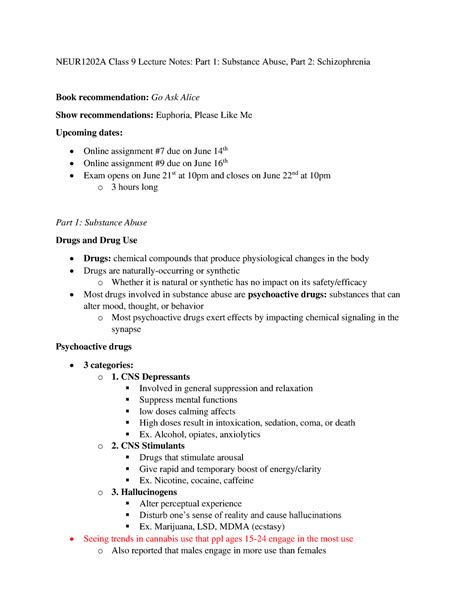 Neur1202 Lecture 9 Notes Neur1202a Class 9 Lecture Notes Part 1