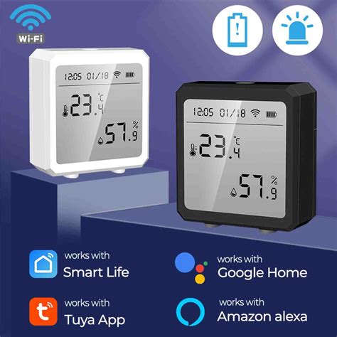 Smart Home Wifi Temperature And Humidity Sensor Indoor Lcd Digital Thermometer Hygrometer Alexa