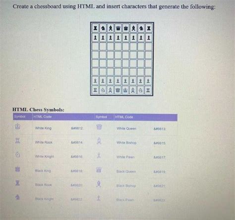 Solved Create A Chessboard Using Html And Insert Characters