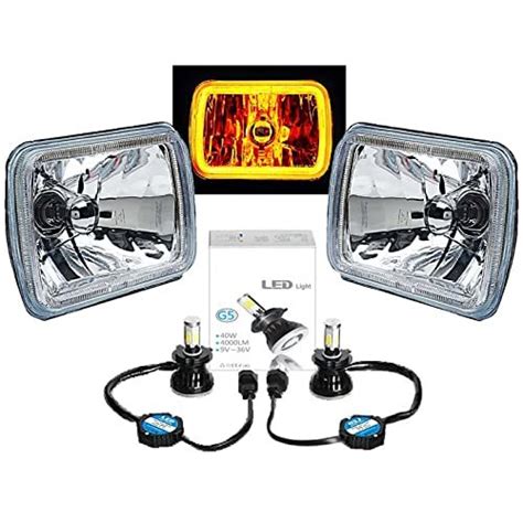 Octane Lighting 7x6 Plasma Amber Cob Halo Glass Metal Headlight 40w Led Light Bu Bulbs Leds