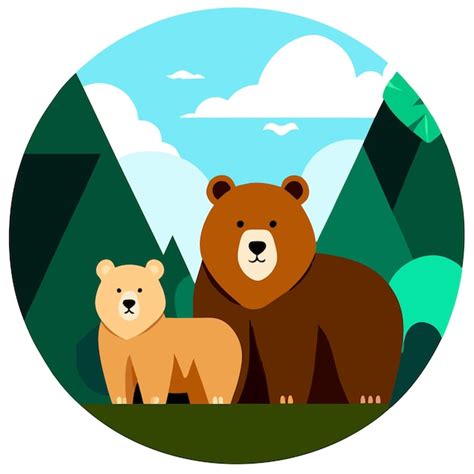 Premium Vector Cute Bears Nature Minimalist Illustration Design