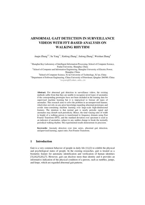 Pdf Abnormal Gait Detection In Surveillance Videos With Fft Based Analysis On Walking Rhythm