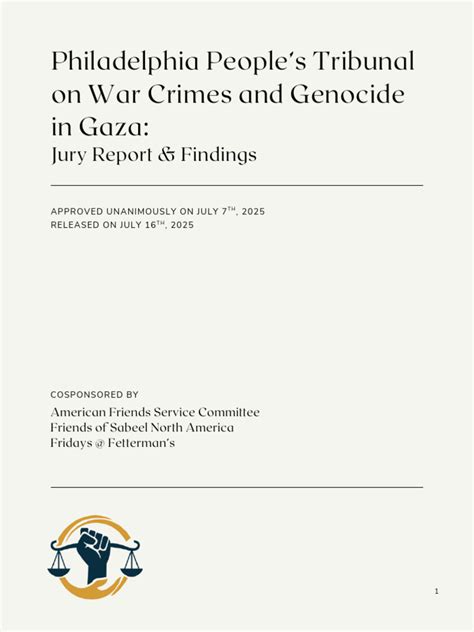 0715 2202 Jury Tribunal Report And Findings Final Pdf Gaza Strip