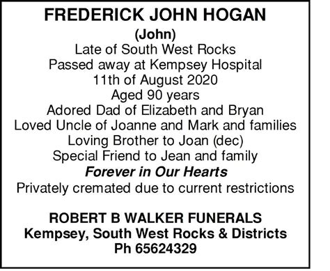 Frederick John Hogan Tributes The Macleay Argus The Macleay Argus Kempsey Nsw