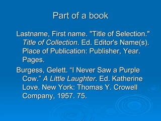 MLA Formatting Revised PPT