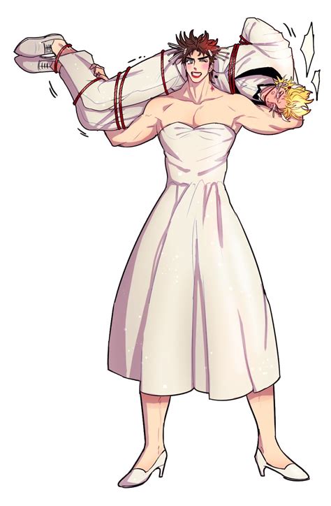 Safebooru 2boys Bound Brown Hair Caesar Anthonio Zeppeli Carrying