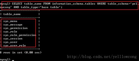 mysql之查看表名和列名 yellowcong mysql查询列名 csdn博客
