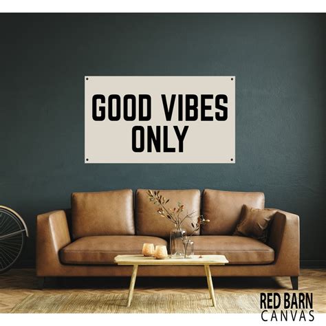 Good Vibes Only All Natural Canvas Flag Banner Sign Wall Tapestry Etsy