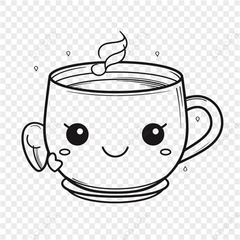 귀여운 커피 색칠 페이지 페이지 개요 스케치 드로잉 벡터두꺼운 선액체 Png 일러스트 무료 다운로드 Lovepik