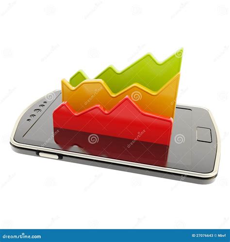 Statistical Data Over Smart Phone Screen Surface Stock Illustration Illustration Of Device