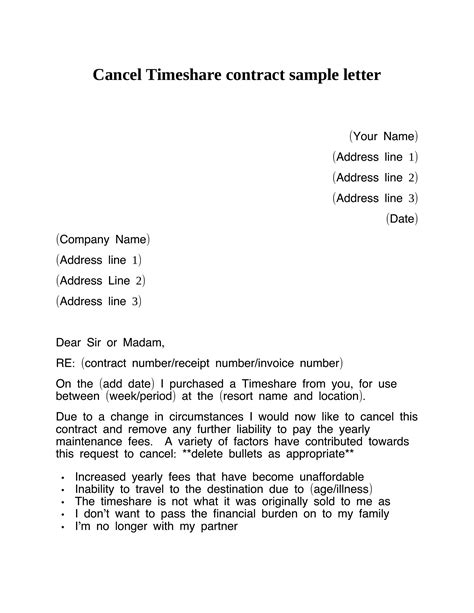 39 Timeshare Cancellation Letters Templatespark
