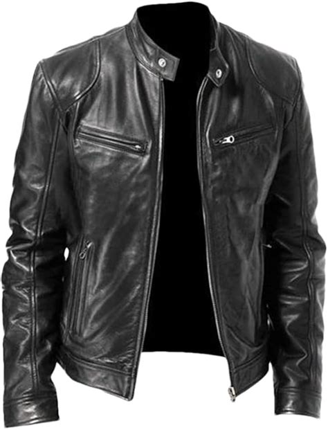 Chaquetas De Cuero Para Hombre Slim Fit