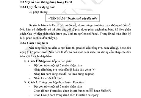 CÁc HÀm Trong Excel VÀ CÁch SỬ DỤng