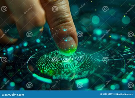 Biometric Technology Background With Fingerprint Scanning Cyber Security System Stock