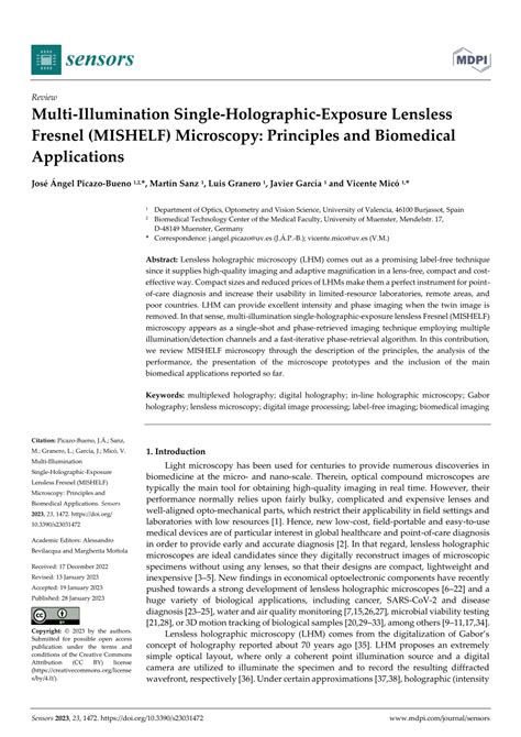 Pdf Multi Illumination Single Holographic Exposure Lensless Fresnel Mishelf Microscopy