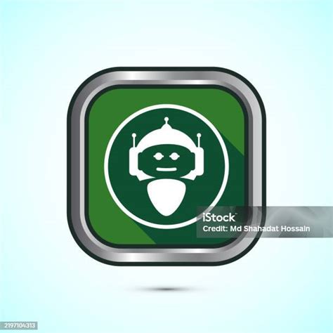 Ai 비서 아이콘 디자인 일러스트레이션입니다 디지털 또는 가상 비서 표시 로봇 아이콘 녹색 그림자 버튼 디자인 0명에 대한 스톡