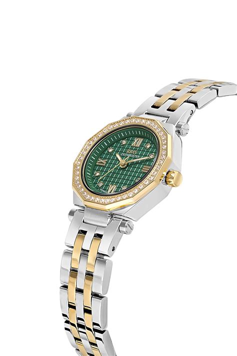 Rms Womens Green Dial Gold And Silver Stainless Steel Watch Rms1ag2