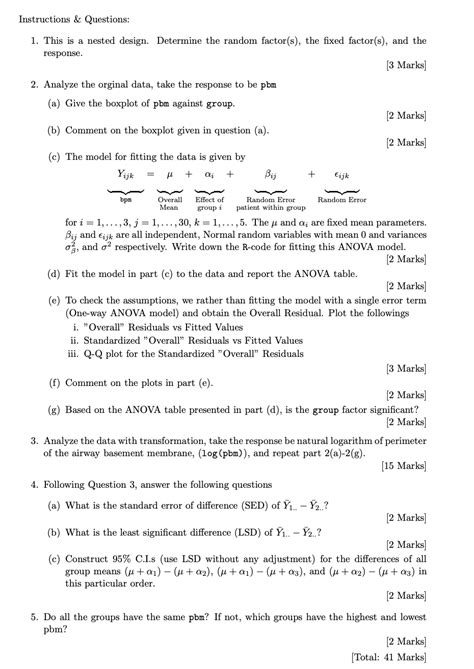 This Is A Nested Design Determine The Random Chegg