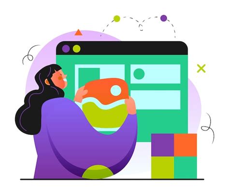 Premium Vector Woman Engaging With Interactive Software On Computer