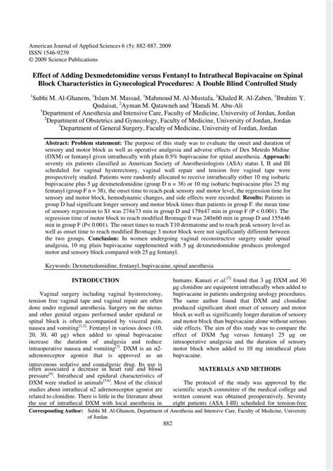 Pdf Dexmedetomidine For Spinal Anesthesia Copy Dokumentips