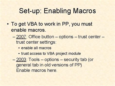 Advanced Power Point Techniques And Introduction To Vba