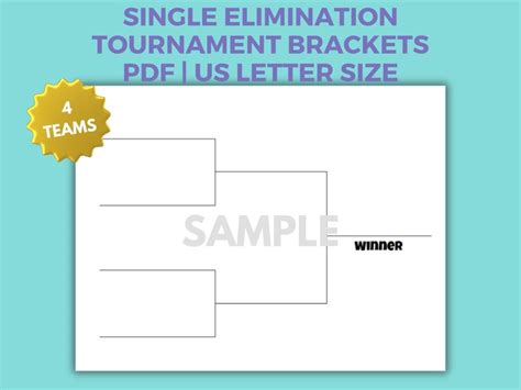 Printable Tournament Bracket Sports And Games 4 64 Teams Pdf Etsy