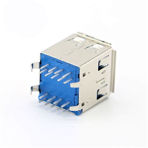 Double Layer Usb Blue 3 0 Female Seat Vertical Straight Plug 180