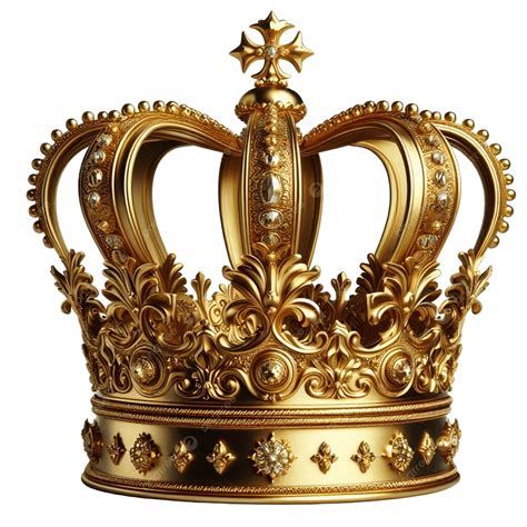 Golden Crown Icon On White Background Golden Crown Icon On White