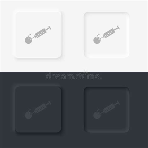 Syringe Apple Neomorphism Style Vector Icon With Button Stock Illustration Illustration Of