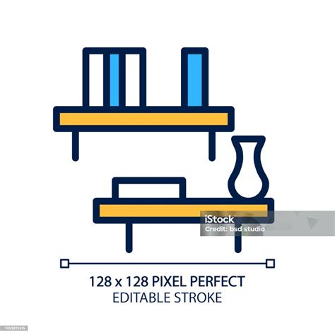 플로팅 선반 픽셀 완벽한 Rgb 색상 아이콘 0명에 대한 스톡 벡터 아트 및 기타 이미지 0명 Diy 가구 Istock